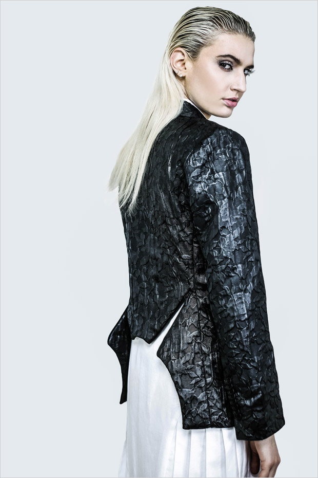 Zoe at Major Models poses in Long Tran Collection