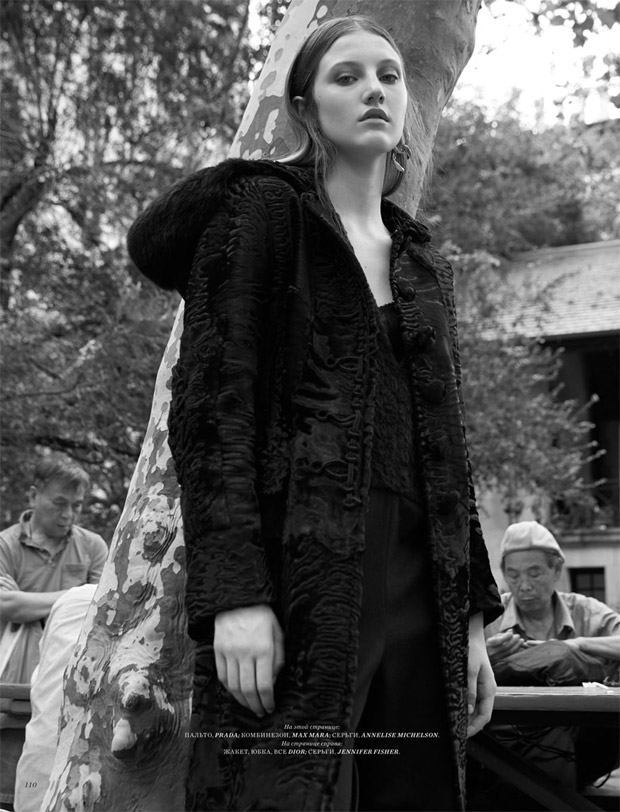 Back to Black: Emma Harris poses for Harper's Bazaar Kazakhstan