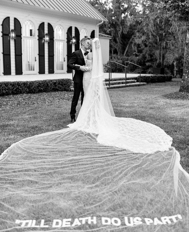 Take a Closer Look at Hailey Bieber’s Off/White Wedding Dress