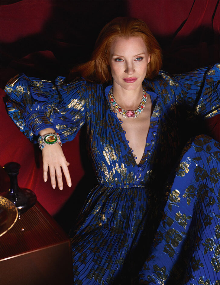 Jessica Chastain Models GUCCI Hortus Deliciarum High Jewelry